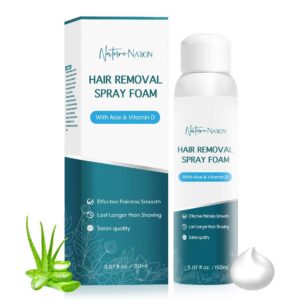 hair removal spray foam- nature nation hair removal cream - newest formula with aloe vera & vitamin e - effective & painless depilatory cream for women & men