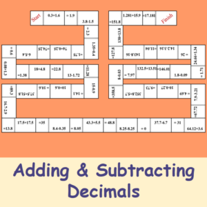 adding and subtracting decimals (dominoes)