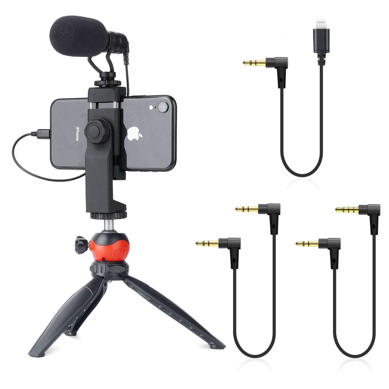 EACHSHOT Smartphone Vlogging Kit with Microphone,Tripod, Dongle Compatible iPhone 12 Mini Pro Max,11 Pro XS XR iOS Devices Android - Microphone for Video Recording Vlog Live Streaming YouTube TikTok