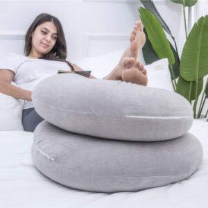 1 MIDDLE ONE Pregnancy Pillow, C Shaped Full Body Pillow for Maternity Support, Pregnant Women Sleeping Pillow with Velour Cover (Grey)