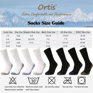 Ortis Men's Cotton Cushion Crew Socks Moisture Wicking Breathable Thick Warm Thermal for Athletic Heavy Duty Work Boot(BlackCoffee XL)