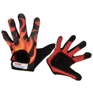 kiddimoto kids cycling gloves| anti-slip kids bike gloves for boys and girls| full finger kids mountain bike gloves for bmx, mtb riding, gymnastics, scooters, skateboard, rollerblade.