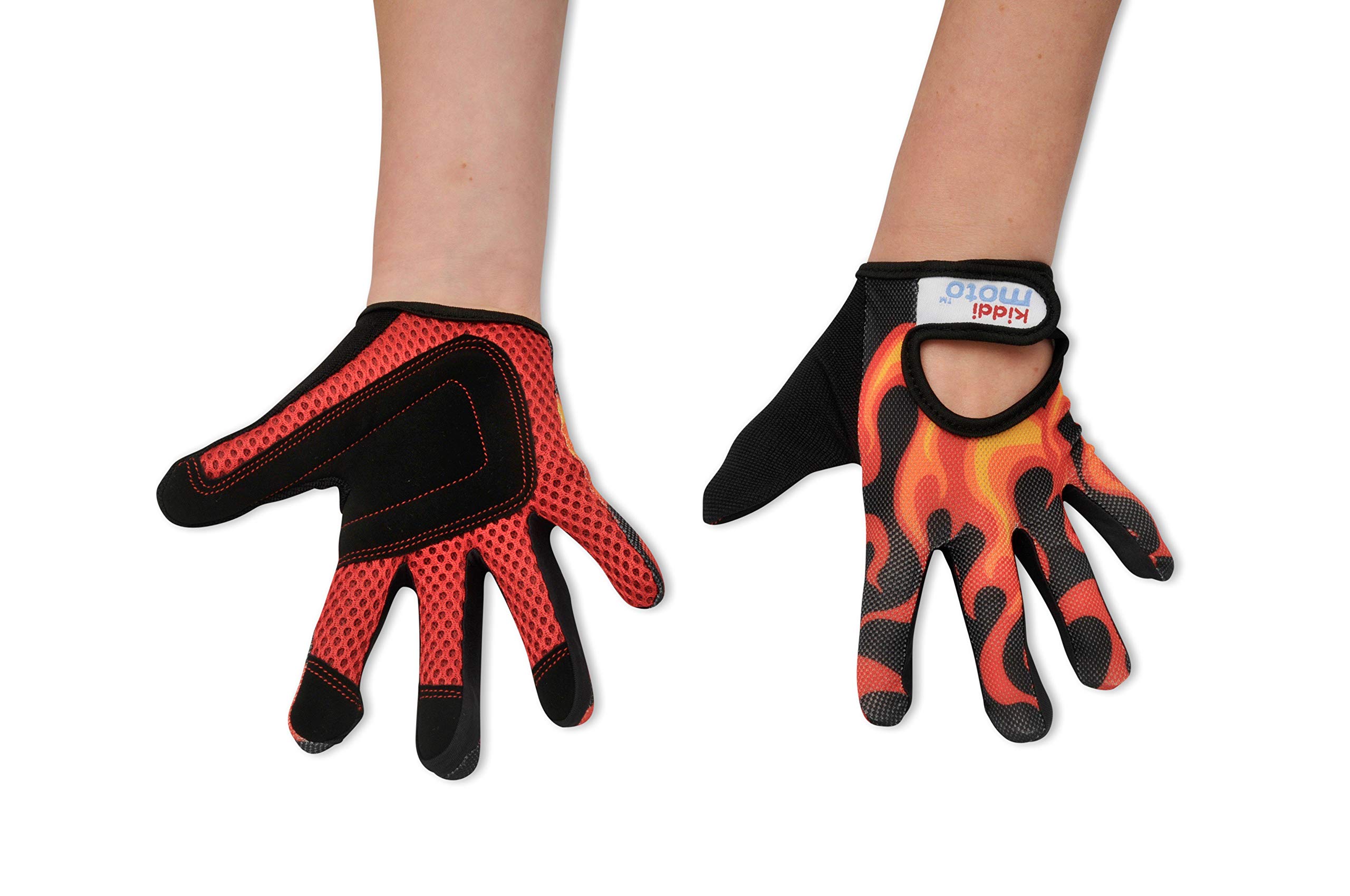 Kiddimoto Kids Cycling Gloves| Anti-Slip Kids Bike Gloves for Boys and Girls| Full Finger Kids Mountain Bike Gloves for BMX, MTB Riding, Gymnastics, Scooters, Skateboard, Rollerblade.