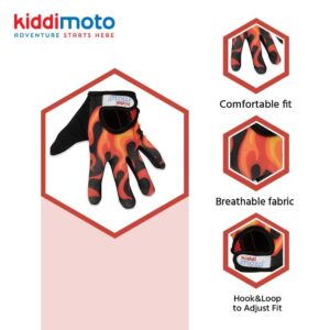 Kiddimoto Kids Cycling Gloves| Anti-Slip Kids Bike Gloves for Boys and Girls| Full Finger Kids Mountain Bike Gloves for BMX, MTB Riding, Gymnastics, Scooters, Skateboard, Rollerblade.