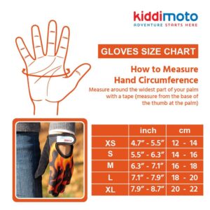 Kiddimoto Kids Cycling Gloves| Anti-Slip Kids Bike Gloves for Boys and Girls| Full Finger Kids Mountain Bike Gloves for BMX, MTB Riding, Gymnastics, Scooters, Skateboard, Rollerblade.