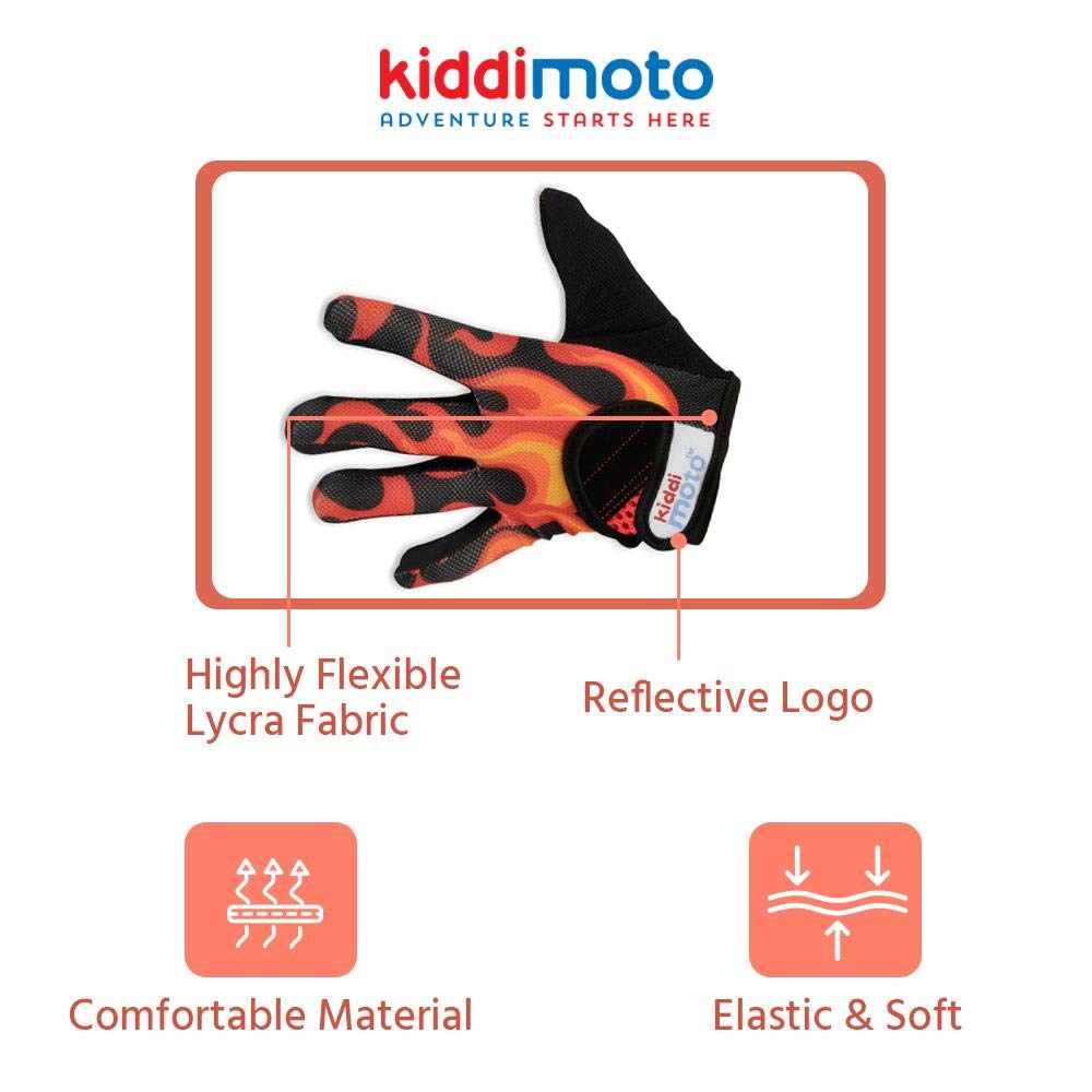 Kiddimoto Kids Cycling Gloves| Anti-Slip Kids Bike Gloves for Boys and Girls| Full Finger Kids Mountain Bike Gloves for BMX, MTB Riding, Gymnastics, Scooters, Skateboard, Rollerblade.