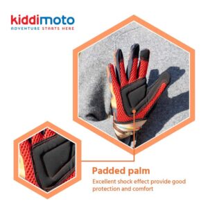 Kiddimoto Kids Cycling Gloves| Anti-Slip Kids Bike Gloves for Boys and Girls| Full Finger Kids Mountain Bike Gloves for BMX, MTB Riding, Gymnastics, Scooters, Skateboard, Rollerblade.