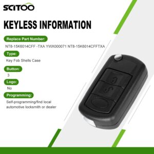 SCITOO Keyless Entry Remote Key Fob Shell CASE Replacement for 3 Buttons Uncut Car Key for Range Rover LR3 2005-2009 2006-2009 Sport 2006-2011 1pc FCC NT8-15K6014CFF-TXA YWX000071