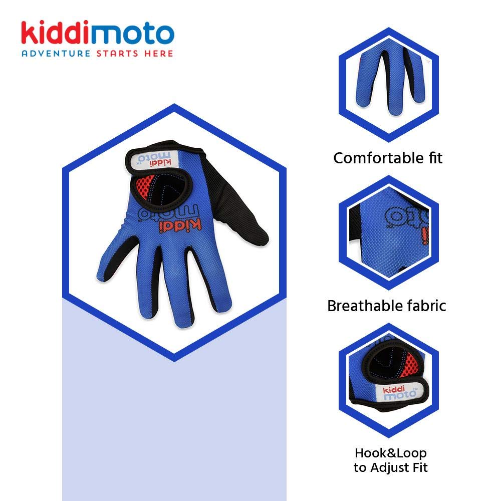 Kiddimoto Kids Cycling Gloves| Anti-Slip Kids Bike Gloves for Boys and Girls| Full Finger Kids Mountain Bike Gloves for BMX, MTB Riding, Gymnastics, Scooters, Skateboard, Rollerblade.