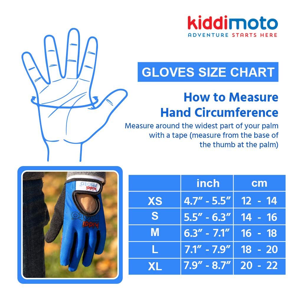 Kiddimoto Kids Cycling Gloves| Anti-Slip Kids Bike Gloves for Boys and Girls| Full Finger Kids Mountain Bike Gloves for BMX, MTB Riding, Gymnastics, Scooters, Skateboard, Rollerblade.