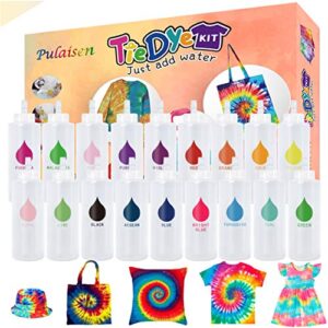 tie dye kit, tie dye kit for kids, 18 bottles 36 packets dye, one-step fabric dye art party set, diy gift, textile, t-shirt, canvas for adults, women, men, artist, kids(18 colors)