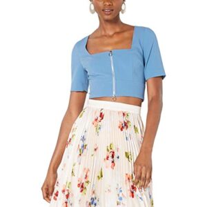 jill jill stuart womens crepe square neck crop top blue 6