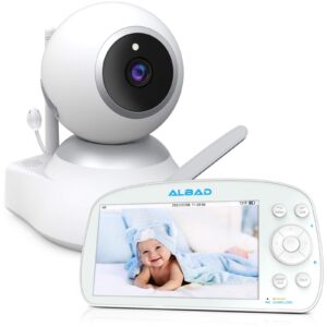 baby monitor, 5.5" screen video 1080p hd baby monitor, baby camera monitor system with infrared night vision, two-way audio, motion tracking, sound detection, temperature alarm