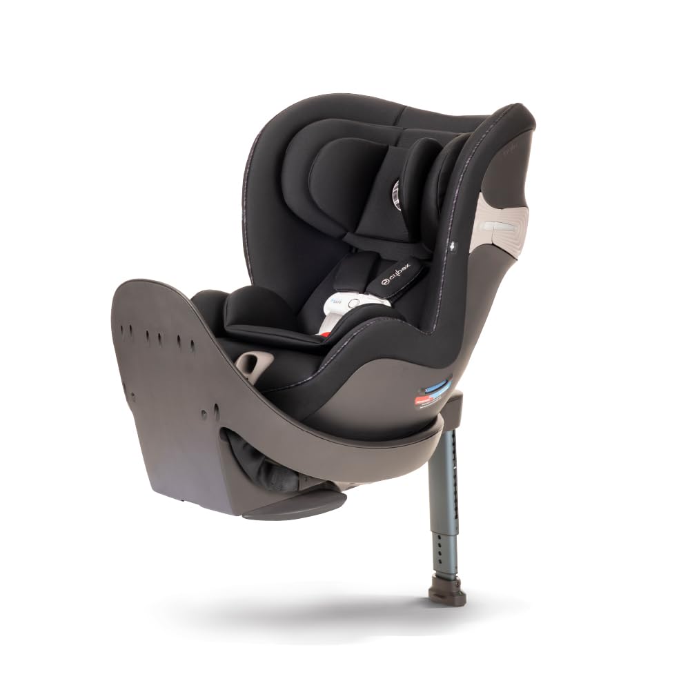 Cybex Sirona S with Convertible Car Seat, 360° Rotating Seat, Rear-Facing or Forward-Facing Car Seat, Easy Installation, SensorSafe Chest Clip, Instant Safety Alerts, Urban Black