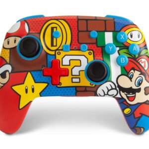 PowerA Enhanced Wireless Nintendo Switch Controller - Mario Pop, Rechargeable Switch Pro Controller, Immersive Motion Control and Advanced Gaming Buttons, Officially Licensed by Nintendo