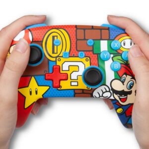 PowerA Enhanced Wireless Nintendo Switch Controller - Mario Pop, Rechargeable Switch Pro Controller, Immersive Motion Control and Advanced Gaming Buttons, Officially Licensed by Nintendo