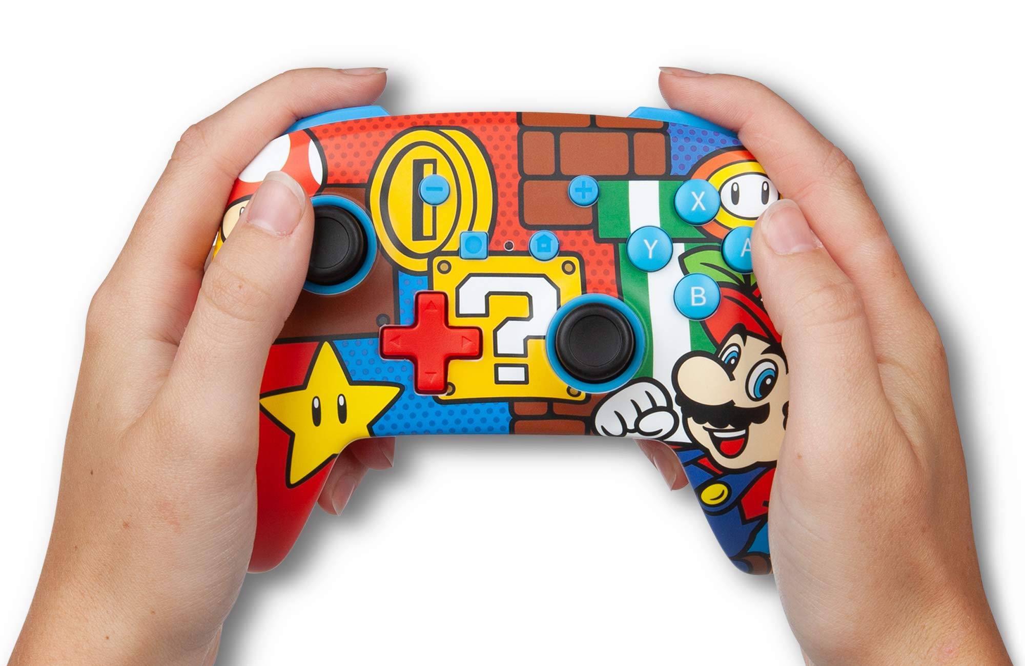 PowerA Enhanced Wireless Nintendo Switch Controller - Mario Pop, Rechargeable Switch Pro Controller, Immersive Motion Control and Advanced Gaming Buttons, Officially Licensed by Nintendo