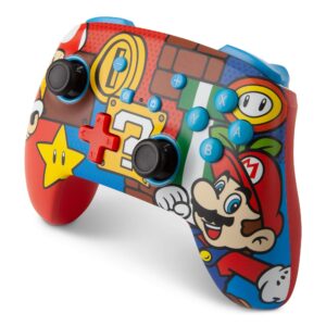 PowerA Enhanced Wireless Nintendo Switch Controller - Mario Pop, Rechargeable Switch Pro Controller, Immersive Motion Control and Advanced Gaming Buttons, Officially Licensed by Nintendo