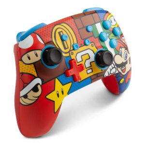 PowerA Enhanced Wireless Nintendo Switch Controller - Mario Pop, Rechargeable Switch Pro Controller, Immersive Motion Control and Advanced Gaming Buttons, Officially Licensed by Nintendo