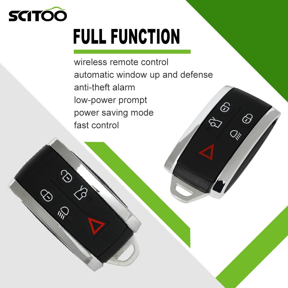 SCITOO Keyless Entry Remote Key Fob SHELL CASE Replacement for 5 Buttons Uncut Car Key for Jaguar XF 2009-2013 XJ8 2010 XK8 2006-2010 XKR 2006-2014 XK 2014-2015 1pc FCC KR55WK45694 KK-6255