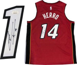 tyler herro autographed miami heat red swingman jersey (jsa) - autographed nba jerseys