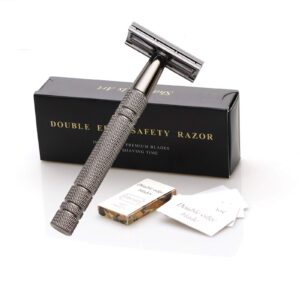 leyming double edge safety razor with 10pcs blades, metal one single blade razor, classic wet shaving manual shavers fits standard razor blades, gift for men