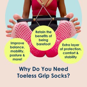 Tucketts Allegro Toeless Non-Slip Grip Socks - Anti Skid Yoga, Barre, Pilates, Home & Leisure, Pedicure - S/M - 1 pair Nude 3