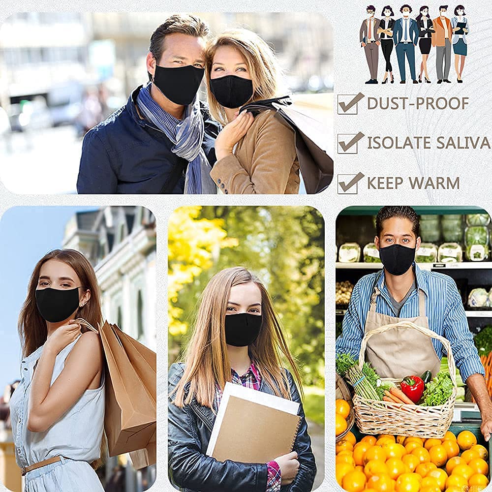 YYTDAISHU 6 Pack Black Reusable Breathable Cloth Face Protection, Adjustable Washable Male and Women Fashion Face Protection Cover