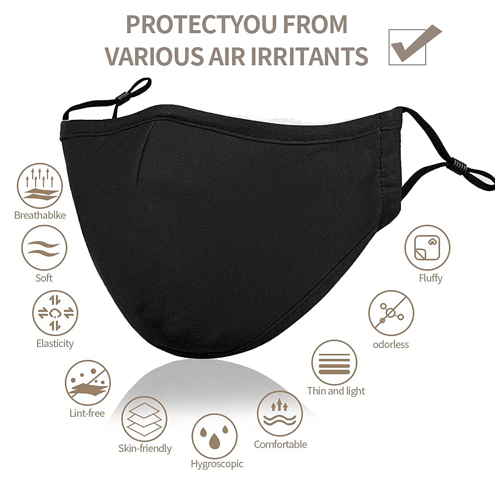 YYTDAISHU 6 Pack Black Reusable Breathable Cloth Face Protection, Adjustable Washable Male and Women Fashion Face Protection Cover