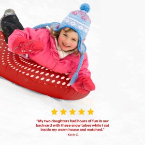 Float World Snow Tube - Large 48" Heavy Duty Inflatable Sled for Adults and Kids - Thick Non-Popping Snow Tubing Winter Toy for Sledding (Red)