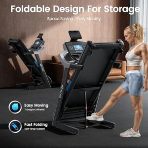 OMA Treadmills for Home, 5925 Folding Treadmill with 15% Auto Incline 3.0HP 300 lb Capacity for Running and Walking with Bluetooth Connectivity 36 Preset Programs, Running Machine for Home Exercise