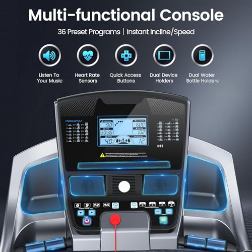 OMA Treadmills for Home, 5925 Folding Treadmill with 15% Auto Incline 3.0HP 300 lb Capacity for Running and Walking with Bluetooth Connectivity 36 Preset Programs, Running Machine for Home Exercise