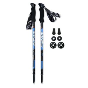 drop + fizan compact trekking poles – ultralight, backpacking, thru hiking poles, adjustable, collapsible, customized fit, eva grips, blue (158 grams each)