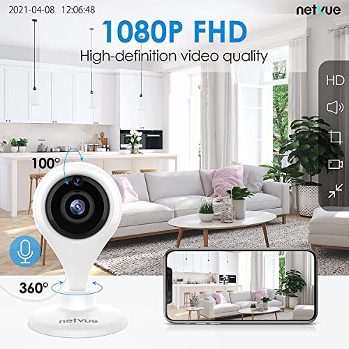 NETVUE Indoor Camera - Baby Monitor with Camera and Audio, 2-Way Real-time1080p Night Vision, Advanced AI Motion Detection, Home Security Camera for Baby Nanny Elderly and Pet Monitor, Work with Alexa