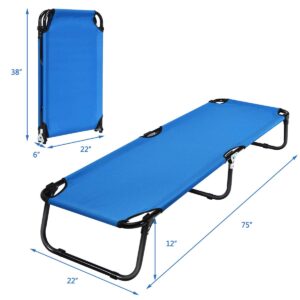 Giantex Folding Camping Cot for Adults, Portable Sleeping Cot Bed Heavy Duty Frame, Easy Set Up, Light Weight Camping Bed for Camp Office Sleepover