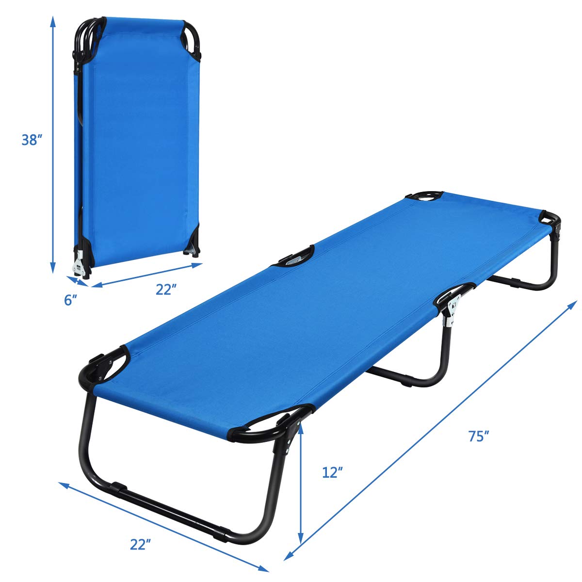 Giantex Folding Camping Cot for Adults, Portable Sleeping Cot Bed Heavy Duty Frame, Easy Set Up, Light Weight Camping Bed for Camp Office Sleepover