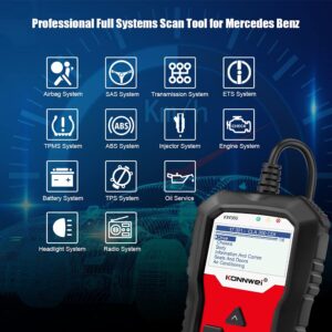 KONNWEI KW360 Full System OBD2 Diagnostic Scanner for Mercedes Benz Code Reader Automotive Check Engine Light EPB ABS SRS OBDII Scan Tool Oil Throttle Position Adaption Brake Pad Reset Tool