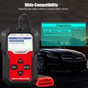 KONNWEI KW360 Full System OBD2 Diagnostic Scanner for Mercedes Benz Code Reader Automotive Check Engine Light EPB ABS SRS OBDII Scan Tool Oil Throttle Position Adaption Brake Pad Reset Tool