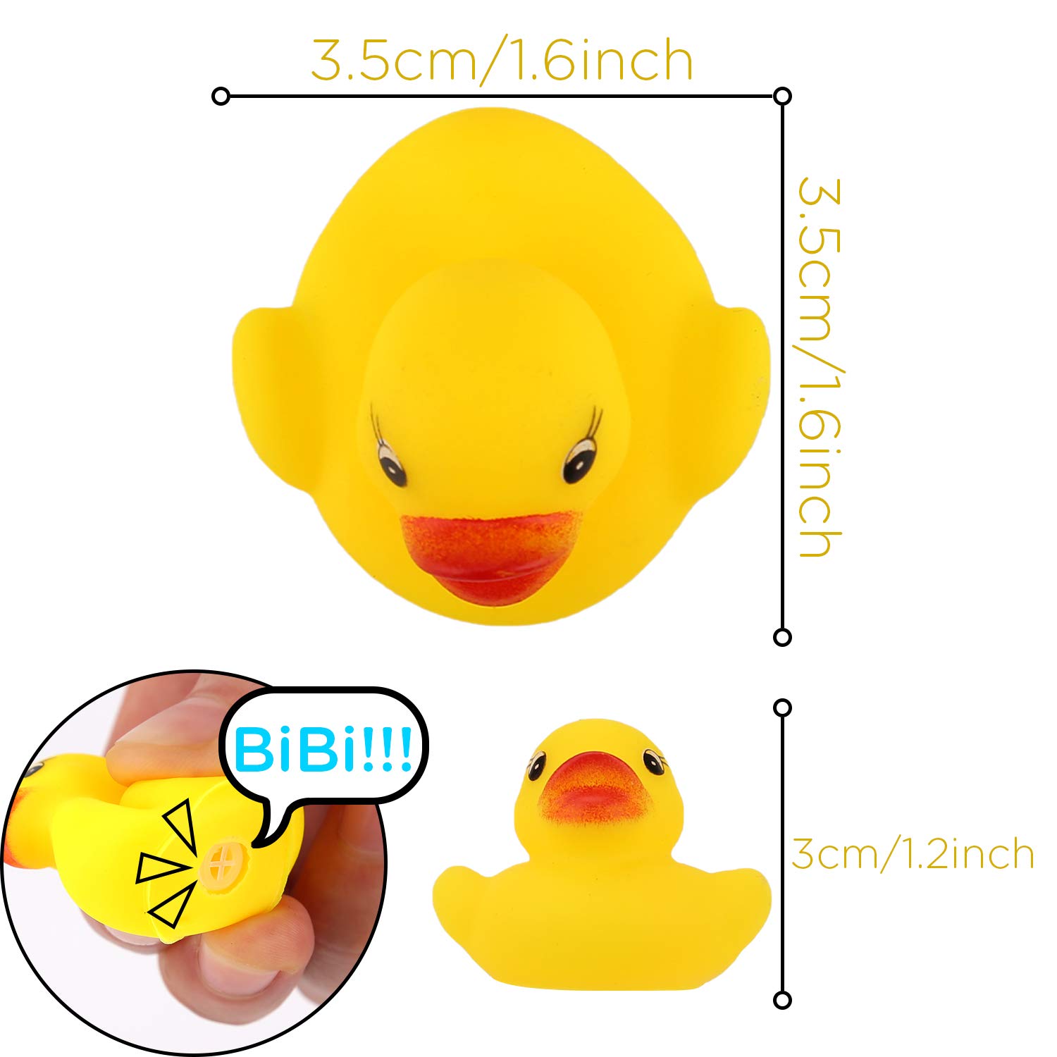 LUTER 48Pcs Rubber Ducky Bath Toy for Kids, Float and Squeak Mini Small Ducks Bathtub Toys for Shower/Birthday/Party Supplies (Multicolored)（3.5×3.5×3cm/1.4×1.4×1.2inch）