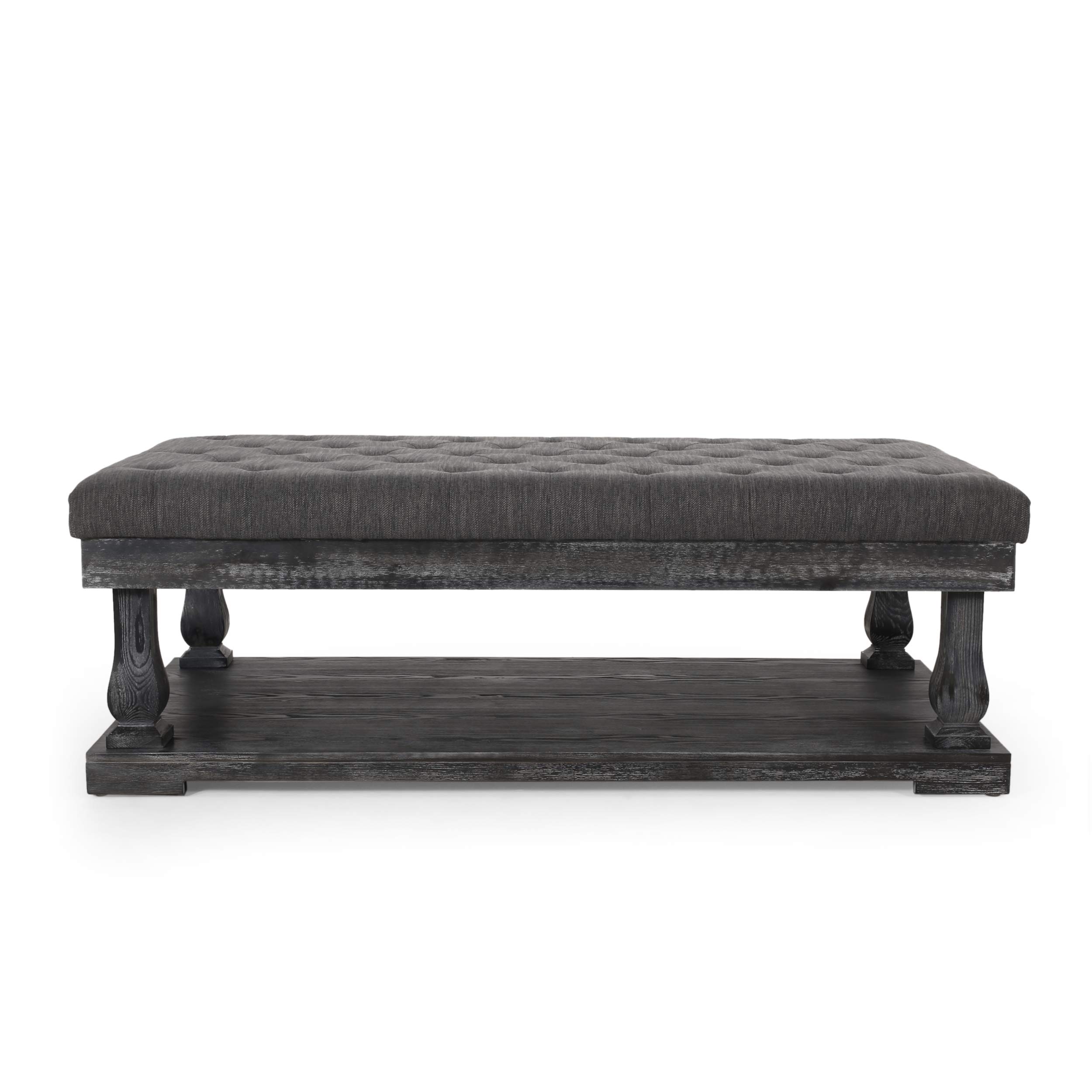 Christopher Knight Home Gavin Contemporary Fabric Rectangular Ottoman, Charcoal and Gray