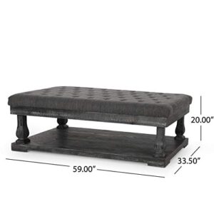 Christopher Knight Home Gavin Contemporary Fabric Rectangular Ottoman, Charcoal and Gray