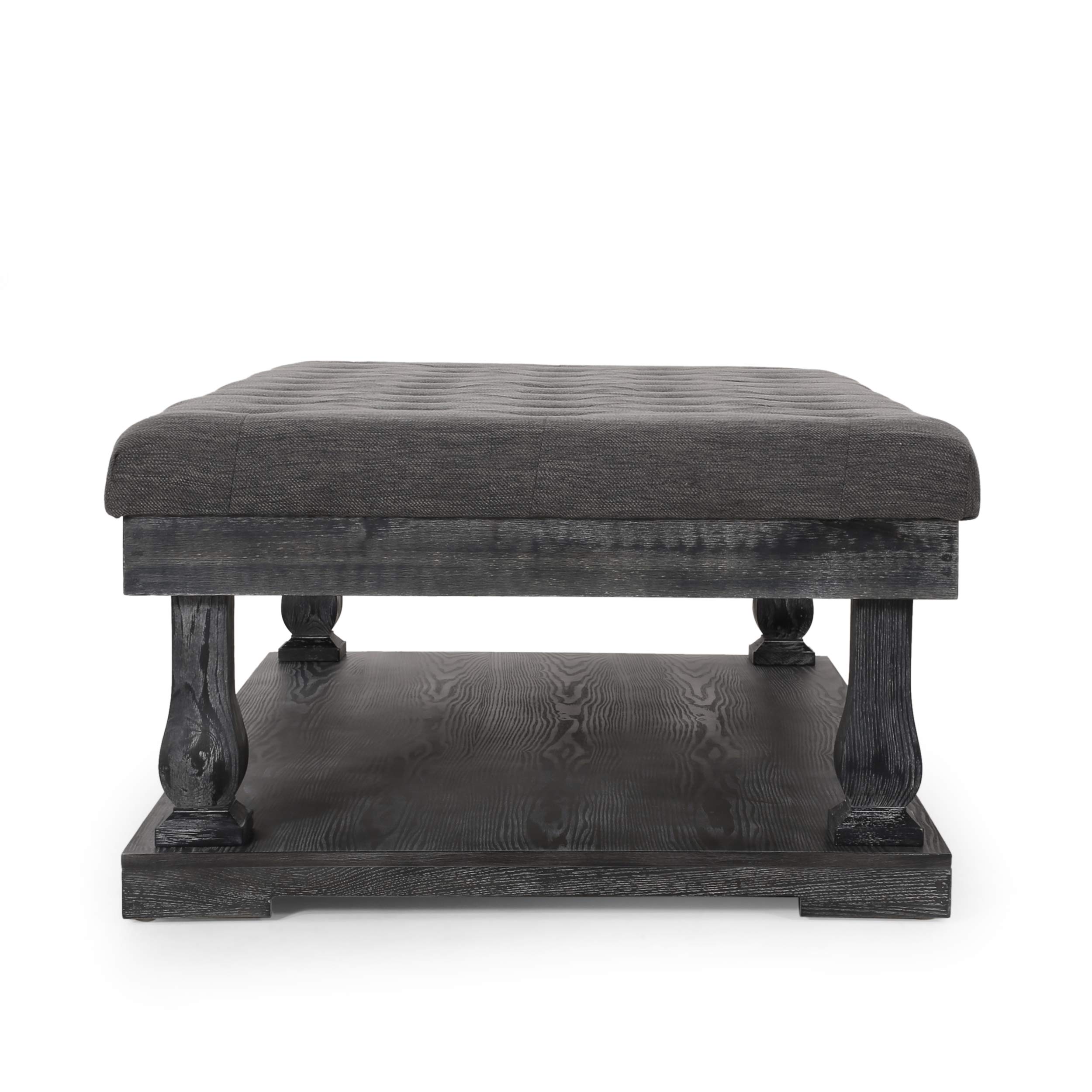 Christopher Knight Home Gavin Contemporary Fabric Rectangular Ottoman, Charcoal and Gray