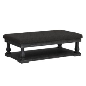 Christopher Knight Home Gavin Contemporary Fabric Rectangular Ottoman, Charcoal and Gray