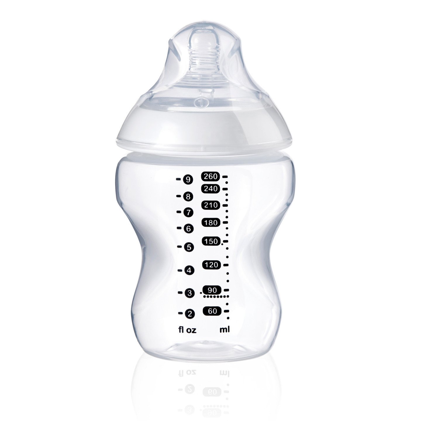 Tommee Tippee Closer to Nature Baby Bottles, Slow Flow Breast-Like Nipple with Anti-Colic Valve, 9oz, 6 Count, Clear