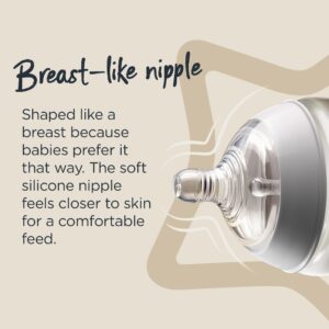 Tommee Tippee Closer to Nature Baby Bottles, Slow Flow Breast-Like Nipple with Anti-Colic Valve, 9oz, 6 Count, Clear