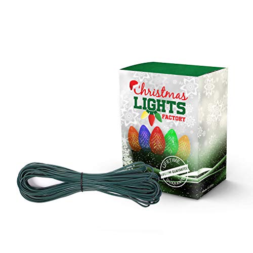 CHRISTMAS LIGHTS FACTORY - 50-Ft Green Primer Cord - SPT-1 Commercial-Grade Blank Wire for Holiday Lights - 18 AWG 7 Amps - Make Your own Extension Cords for Your Holiday Lighting Display.