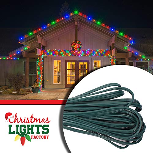 CHRISTMAS LIGHTS FACTORY - 50-Ft Green Primer Cord - SPT-1 Commercial-Grade Blank Wire for Holiday Lights - 18 AWG 7 Amps - Make Your own Extension Cords for Your Holiday Lighting Display.