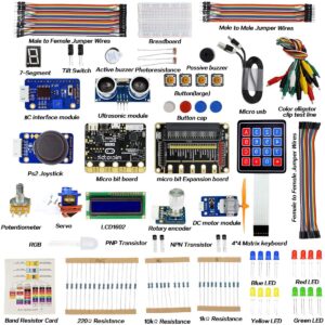 gewbot bbc micro:bit starter kit | electronic starter kit for micro:bit with 31 projects tutorial book