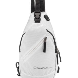 Savvy Outdoors Sling Backpack for Women - Small Crossbody Bags with One Strap Perfect for Hiking, Walking, Traveling - Small Outdoor Over The Shoulder Travel Accessories Perfect Women's Gift - White