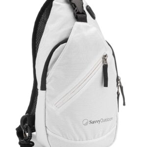 Savvy Outdoors Sling Backpack for Women - Small Crossbody Bags with One Strap Perfect for Hiking, Walking, Traveling - Small Outdoor Over The Shoulder Travel Accessories Perfect Women's Gift - White